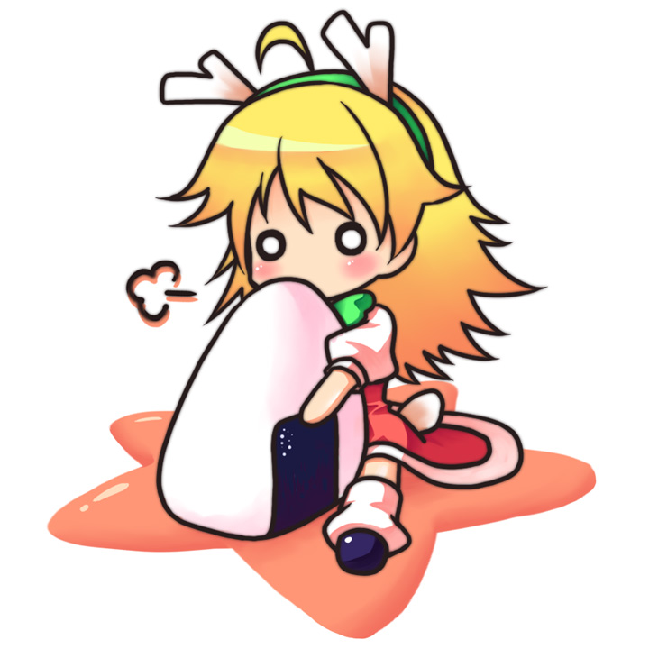 Safebooru - 1girl a utopia ahoge blonde hair blush chibi food hairband hirase yuu hoshii miki ...