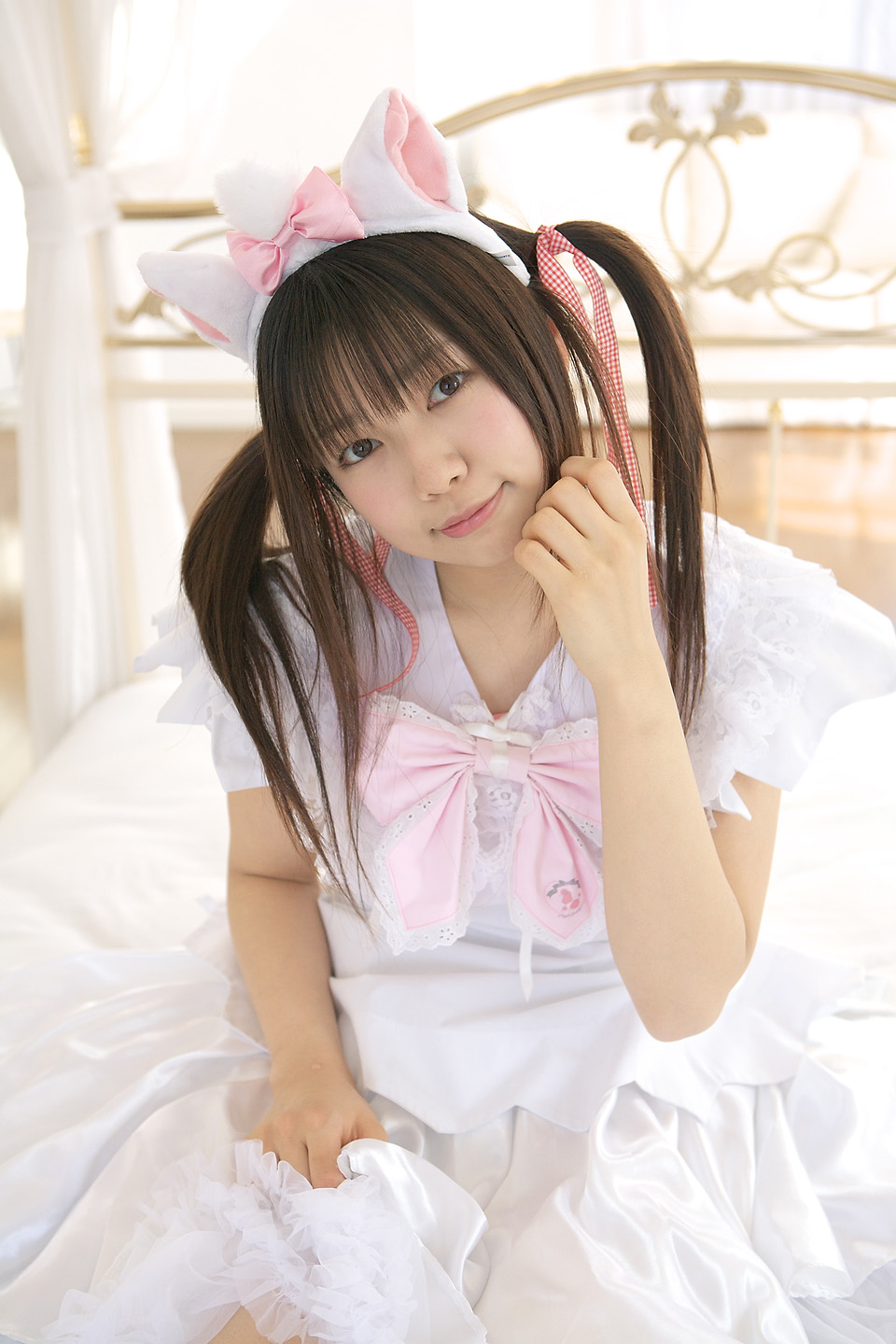 Safebooru - animal ears aristocats bed cat ears cosplay frilly dress ...