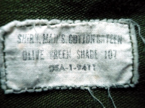 4th pattern (65後期) SHIRT, MAN'S COTTON SATEEN OG 107 : D.M.Z.