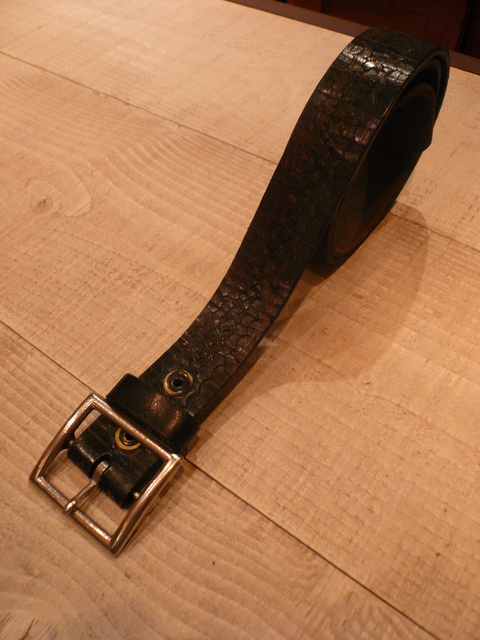 1960-70s Leather garrison Belt . : CAL DEAN -vintage clothing-