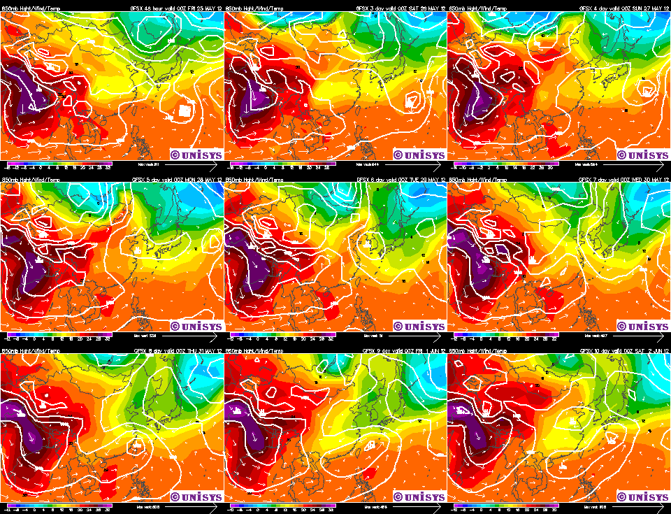 Unisys Weather 9day GFSx 850 mb Plot for East Asia（2012年5月23日版 ...