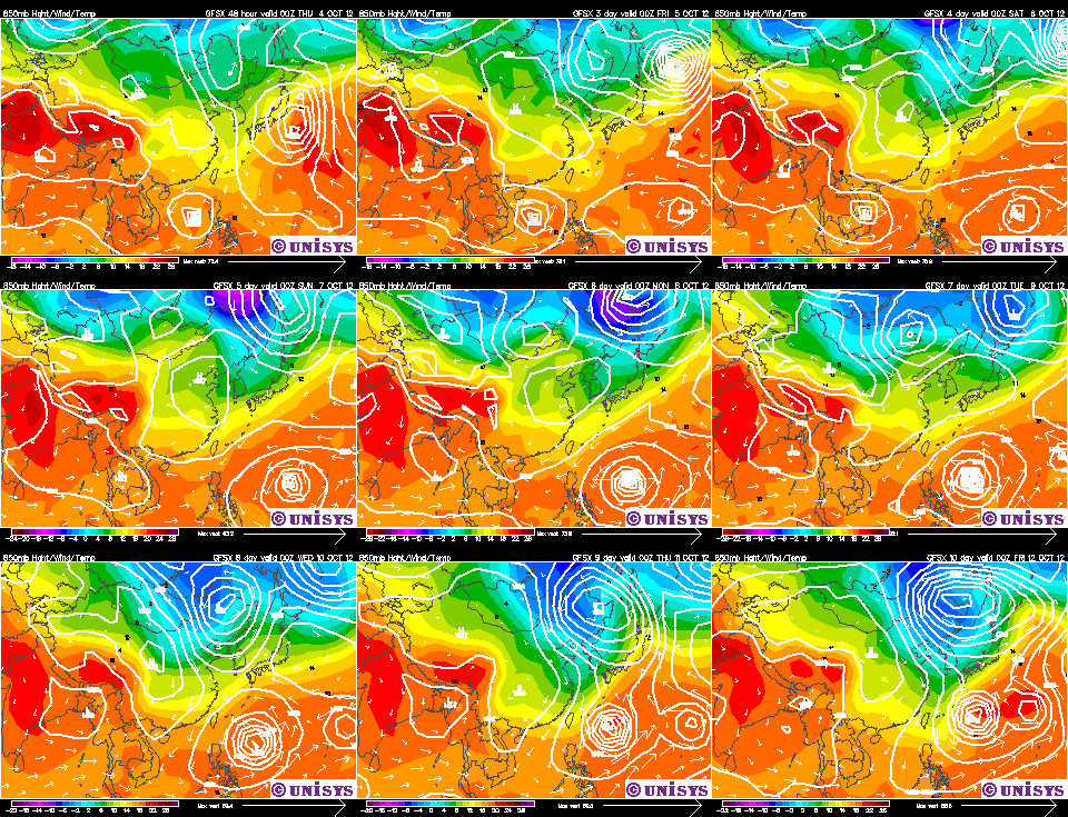 Unisys Weather 9day GFSx 850 mb Plot for East Asia(2012年10月2日版 ...