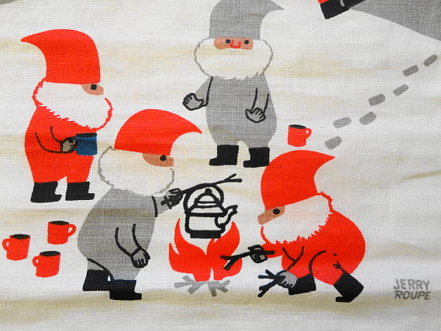 ヴィンテージ・クリスマス壁掛け Jerry Roupe 『焚火のトムテ』 : 北欧ヴィンテージ．あ！いいって！む！アイテムたち