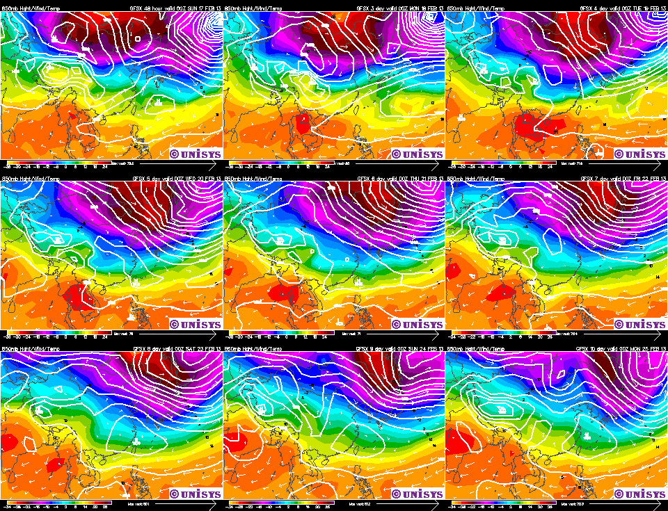 Unisys Weather 9day GFSx 850 mb Plot for East Asia（2013年2月15日版 ...