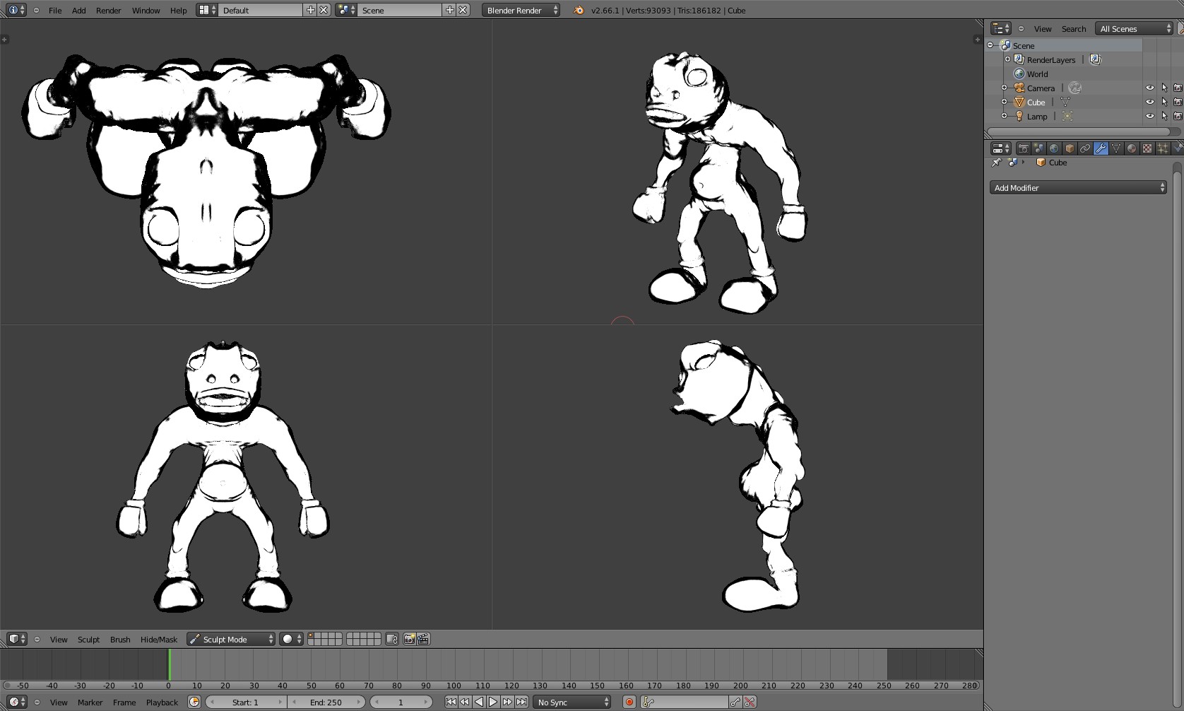 blender 3d 2.66『sculpt』 #b3d : シュールな絵画の抽象画の油絵奮闘記