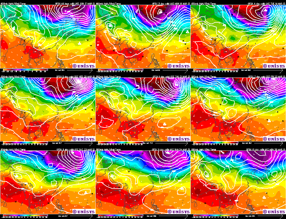 Unisys Weather 9day GFSx 850 mb Plot for East Asia(2013年3月15日版 ...