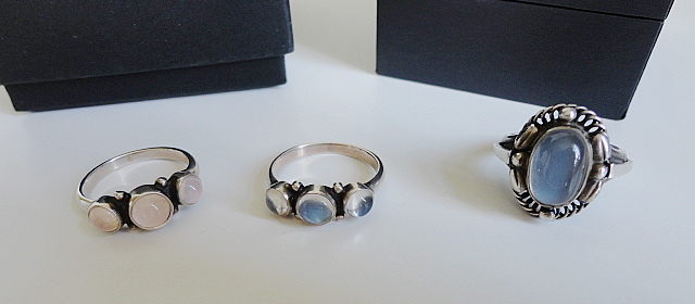 GEORG JENSEN 廃盤 シルバー・リング ムーンストーン、ローズ GEORG JENSEN 廃盤 シルバー・リング ムーンストーン、ローズ