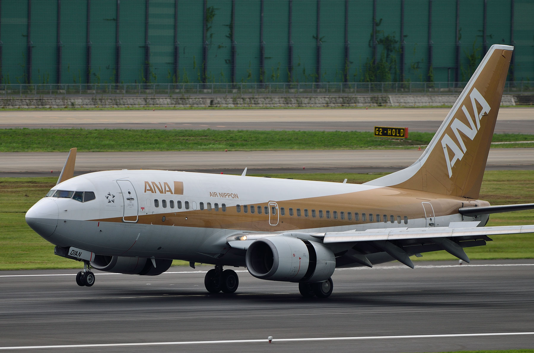 BOEING 737-700 / JA01AN - Gold Jet - : SKY LOUNGE GARDEN -transporter side-