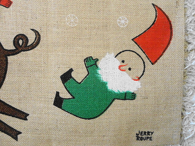 Jerry Roupe ざっくり麻の壁飾り 『豚に乗るトムテ』 再入荷しました : 北欧ヴィンテージ．あ！いいって！む！アイテムたち