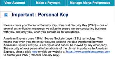 『Important: Personal Security Key』／ アメックス ？ : 『つかさ組！』
