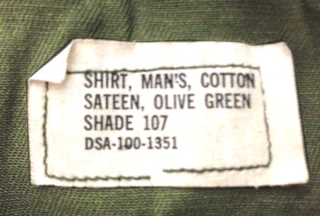 4th pattern (65後期) SHIRT, MAN'S COTTON SATEEN OG 107 : D.M.Z.