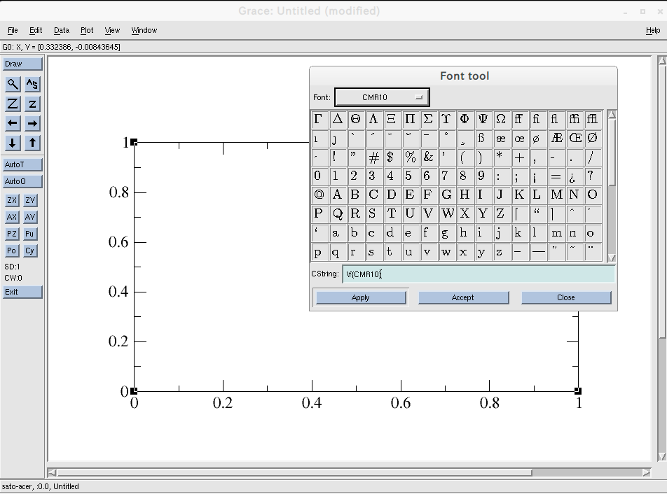 xmgraceでTexフォントを使う : 徒然なるままに
