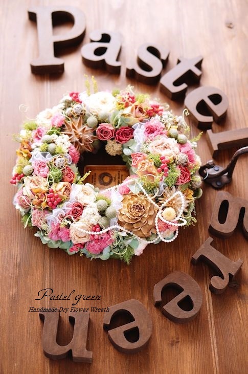 春の、お花畑リース : 季の花小屋・Pastelgreen