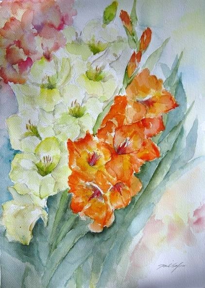 グラジオラス : 水彩画Misako花のパレット