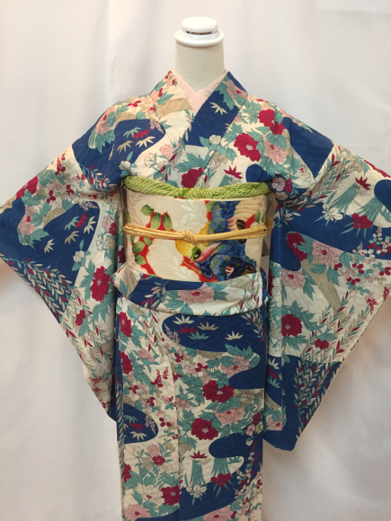 4/3より！「空フル〜カラフル〜vol.18in目黒不動前」青白流水に花舟単衣着物×桜と鳥帯♪販売商品20 : 着物のいろは行商日記3