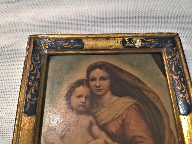 聖母子像入り木製金彩額1225 : スペイン・バルセロナ 聖母子像入り木製金彩額1225 : スペイン・バルセロナ